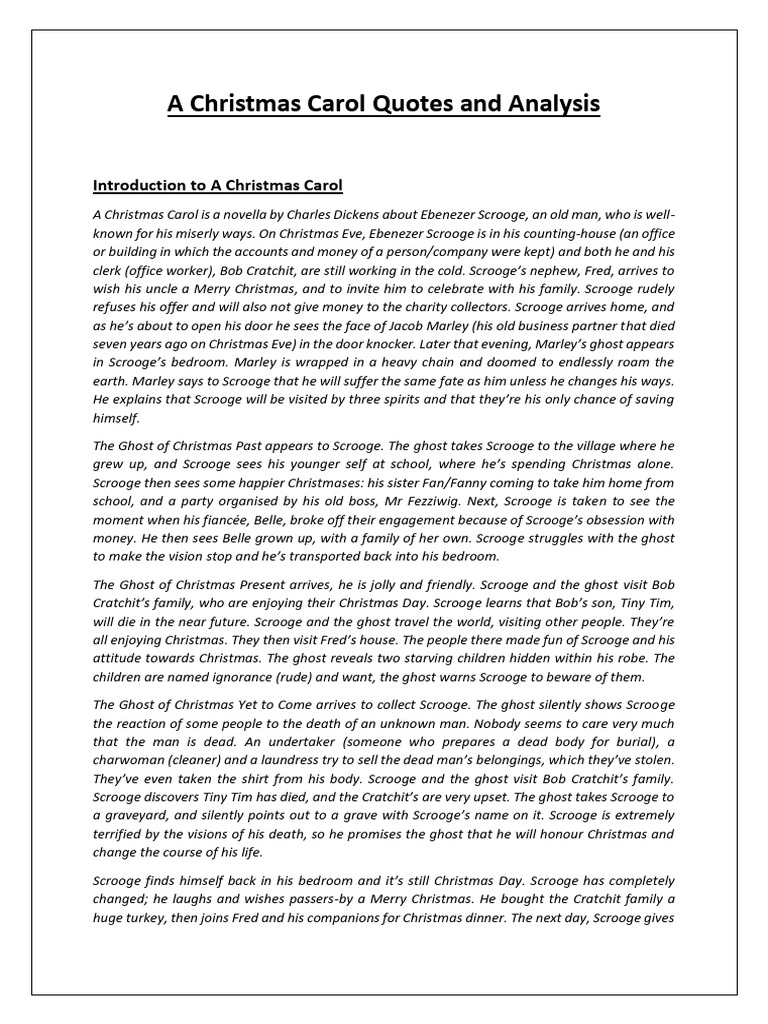 A Christmas Carol Quotes With Analysis | PDF | Ebenezer Scrooge | A ...