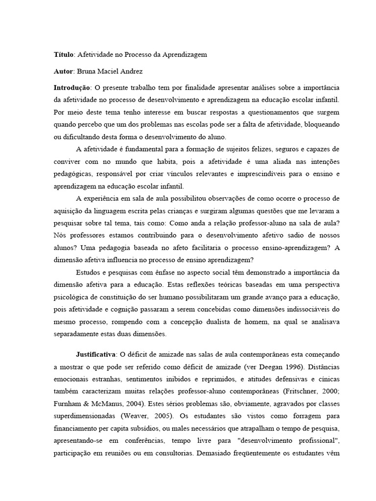 TCC Modelo | Download grátis PDF | Aprendizado | Pedagogia