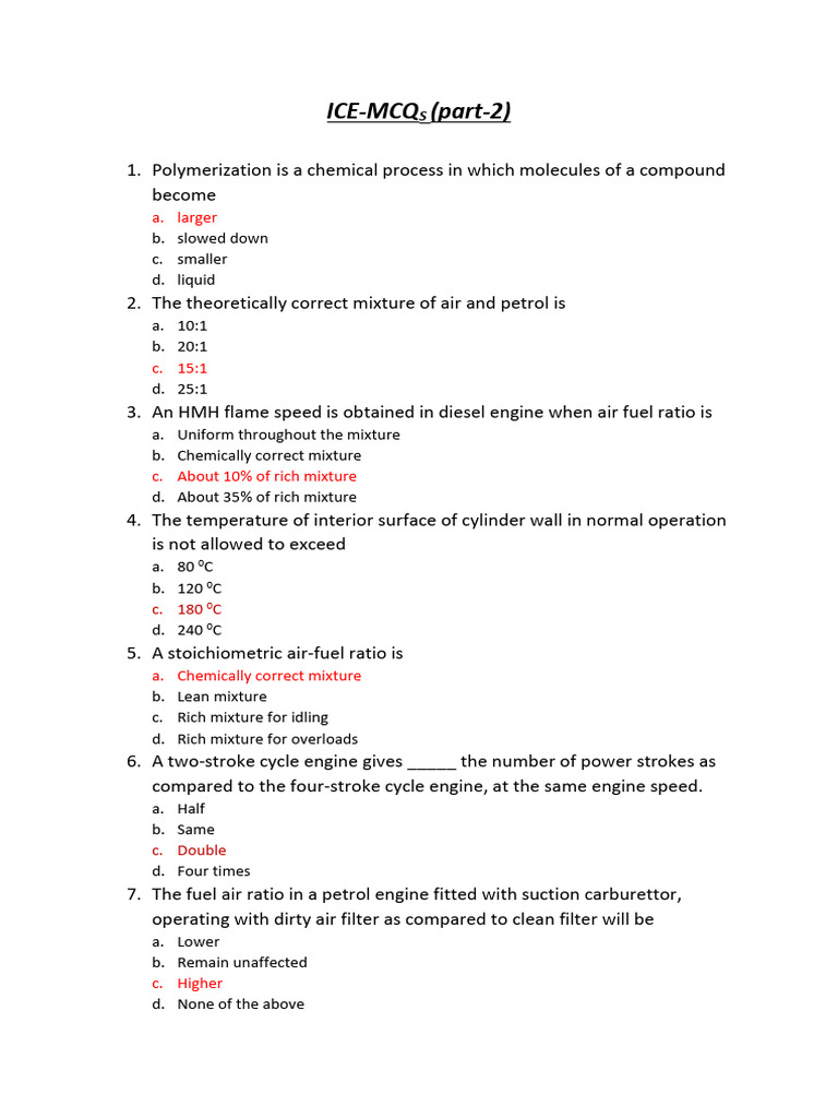 ICE mcq 2 | Download Free PDF | Internal Combustion Engine | Diesel Engine ICE mcq 2 | Download Free PDF | Internal Combustion Engine | Diesel Engine
