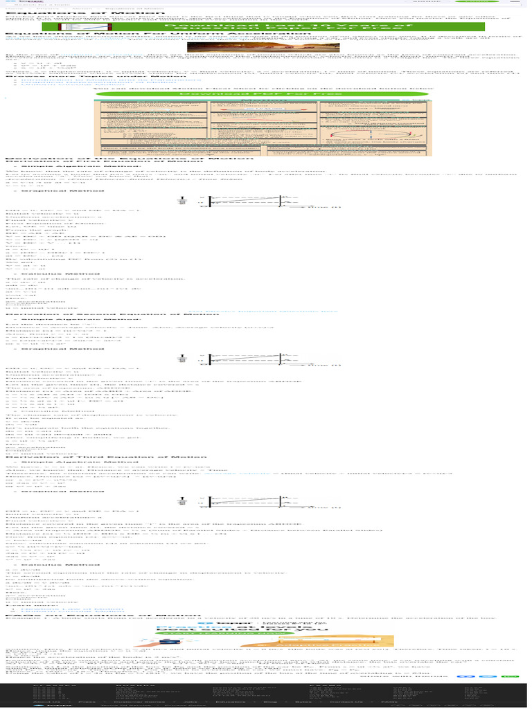 Equations Of Motion Derivations Algebraic Graphical Calculus Pdf Acceleration