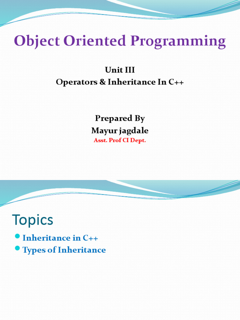 Unit3inheritanceinc 190814092425 | PDF | Inheritance (Object Oriented ...