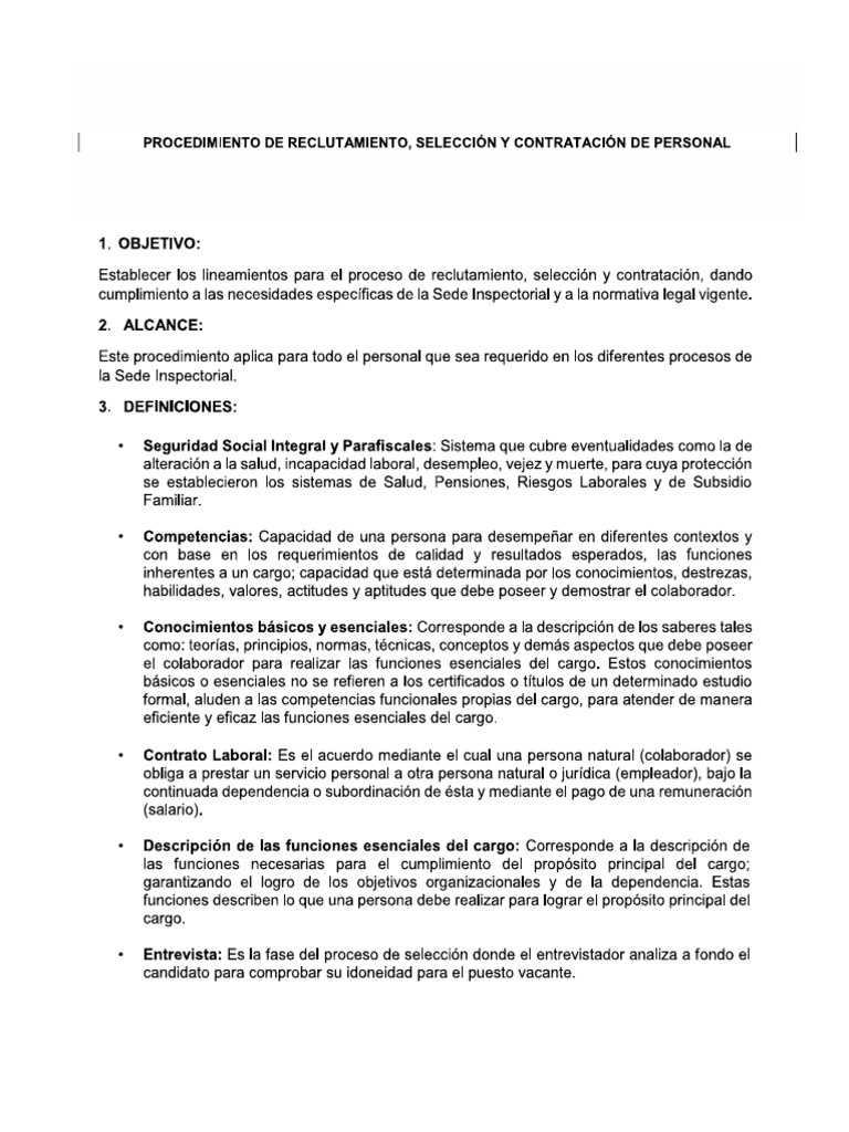 Proceso de Reclutamiento, Selección y Contratación de Personal | PDF