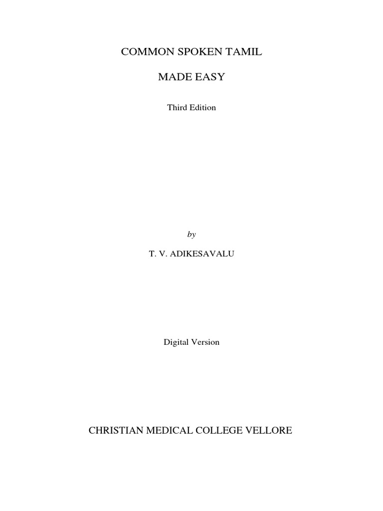 Common Tamil Spoken Made Easy | PDF | Verb | Grammatical Tense
