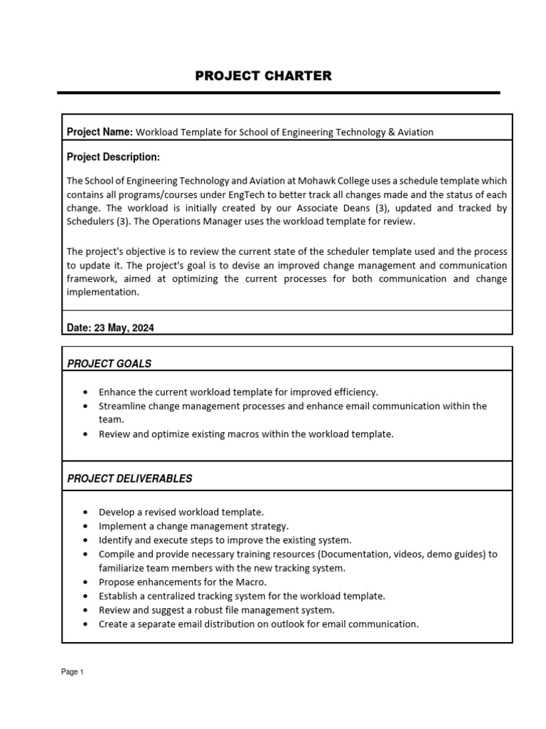 Assignment 1 Project Charter Template - 1833416901 | Download Free PDF ...
