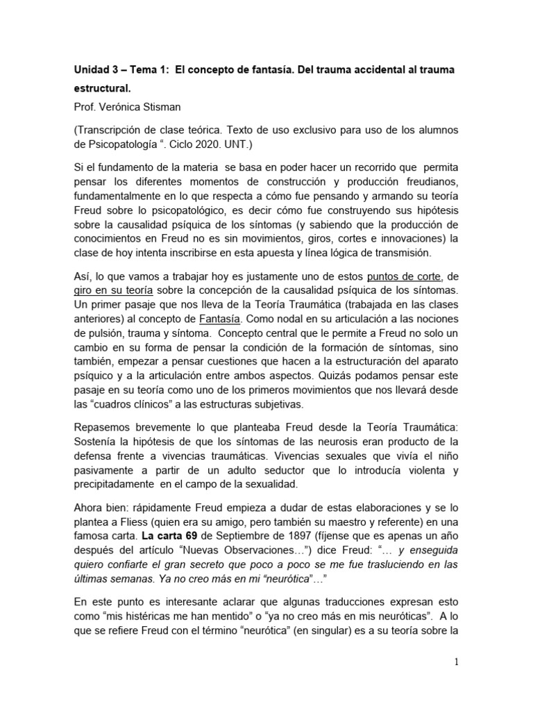 T5. El Conceptos de Fantasía | PDF | Trauma psicólogico | Sigmund Freud