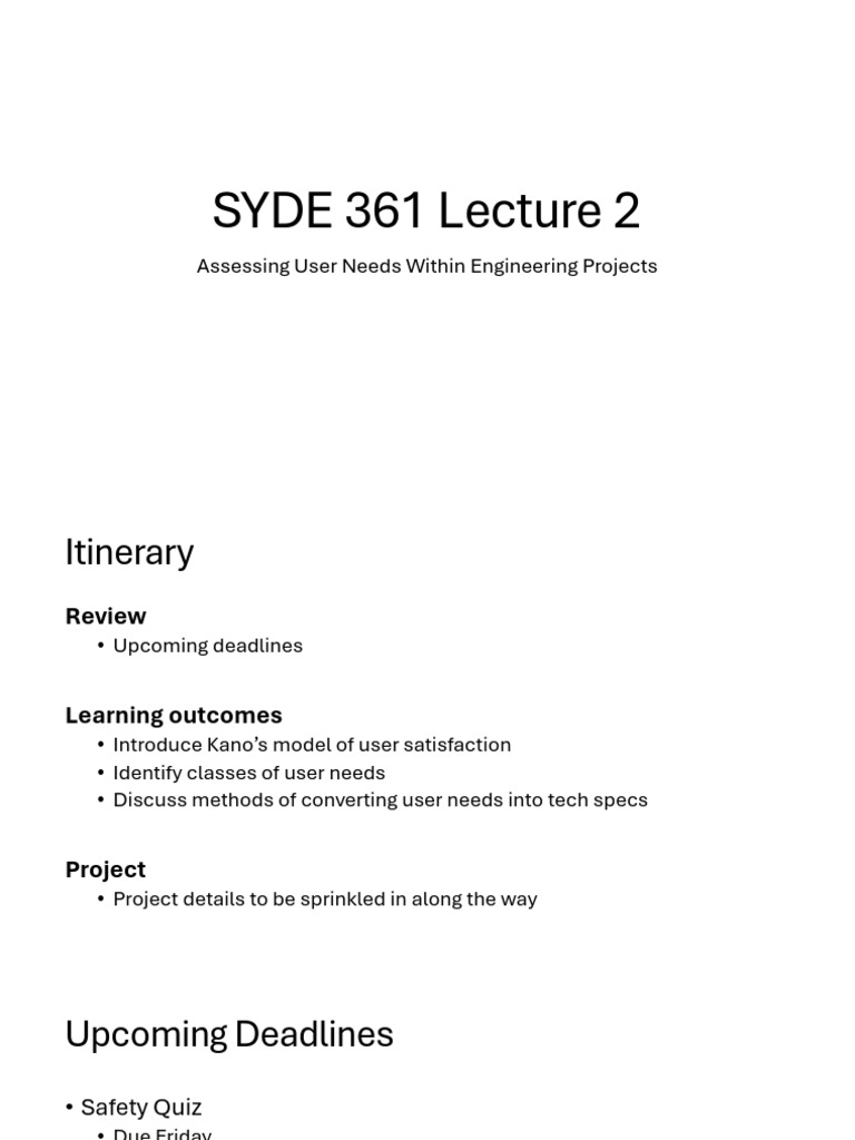 SYDE 361 Lecture 2 | PDF | Customer Satisfaction | Computing