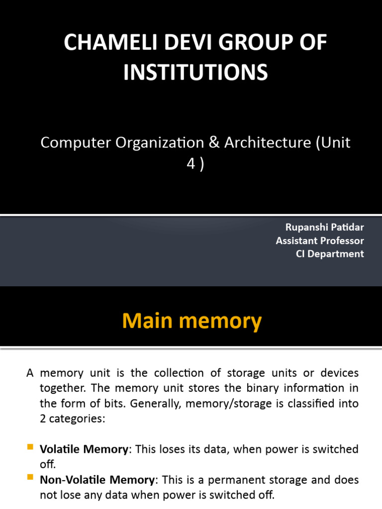 COA Unit-4 - 1713428101 | PDF | Computer Data Storage | Read Only Memory