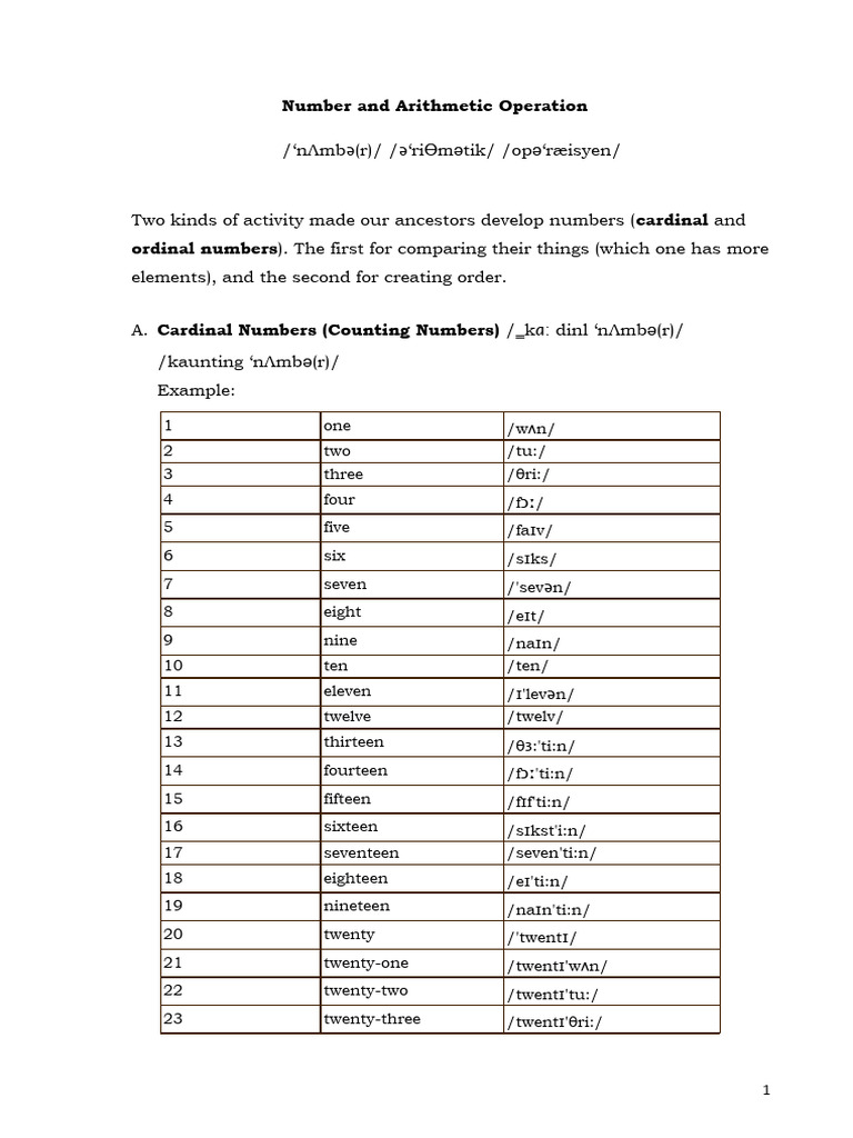 Number and Arithmetic Operation | PDF | Equations | Subtraction