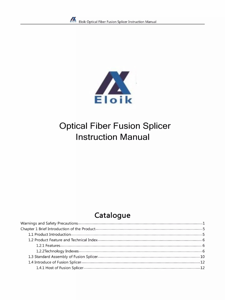 Manual de Instrucciones Fusionadora de Fibra Óptica | PDF
