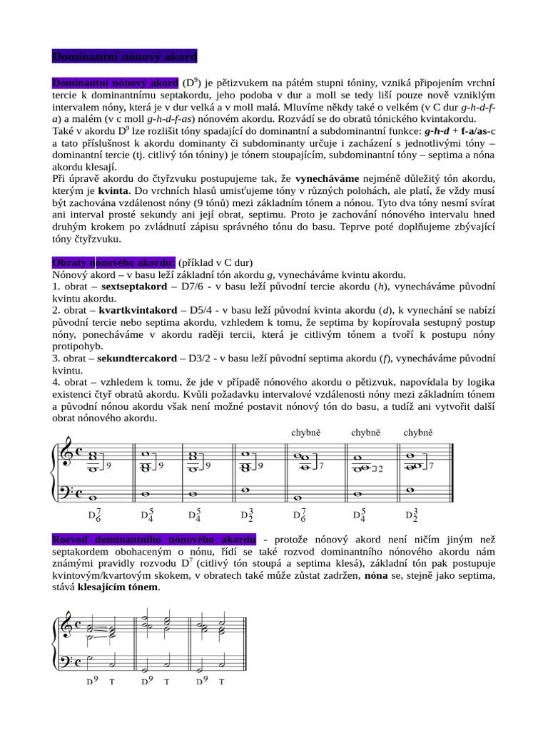 Harmonie Dominantni Nonovy Akord | PDF