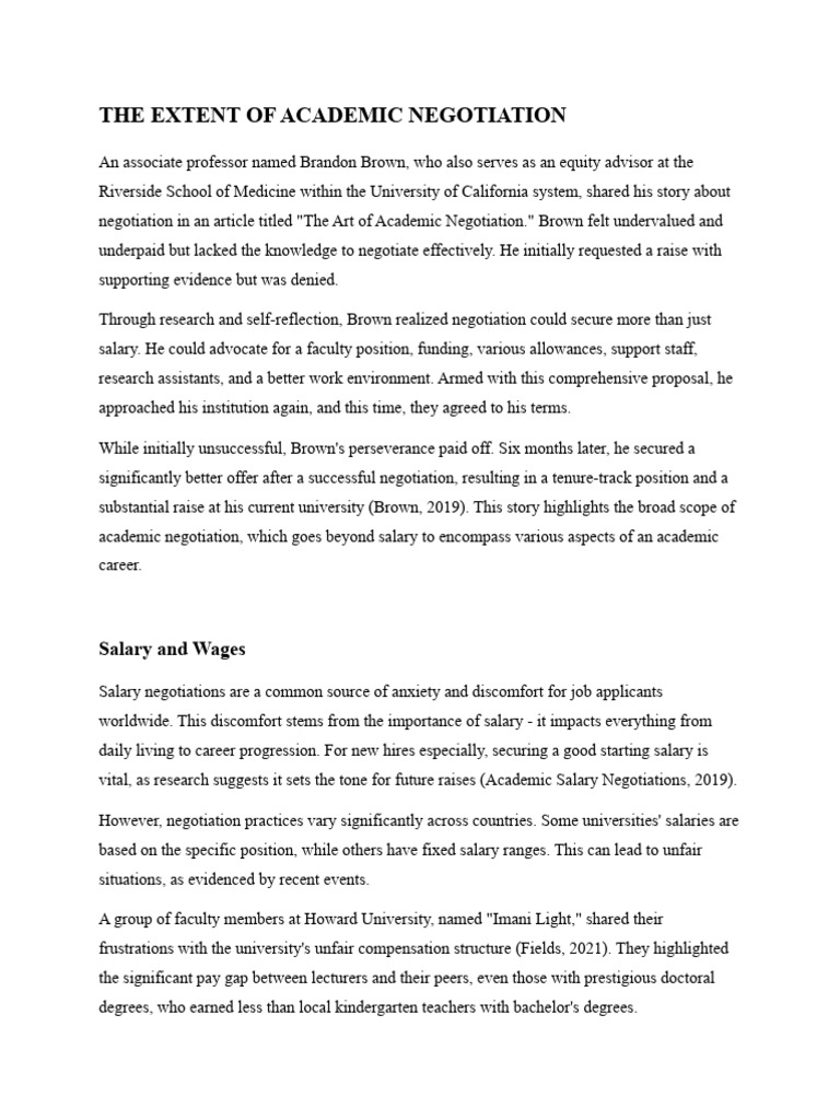 THE EXTENT OF ACADEMIC NEGOTIATION - Sourav | PDF | Salary | Negotiation