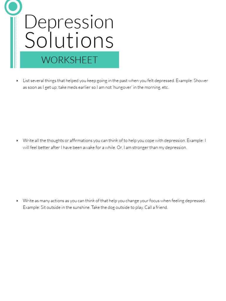 Depression Solutions Worksheet | PDF