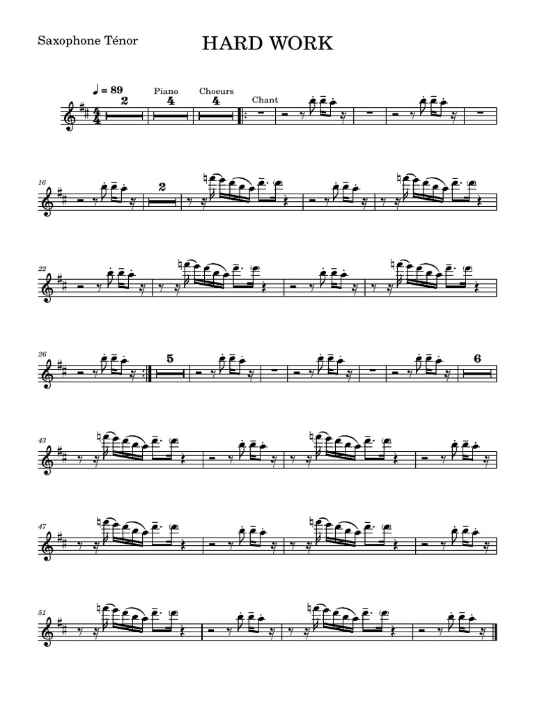 Hard_Work-Saxophone_Ténor | PDF
