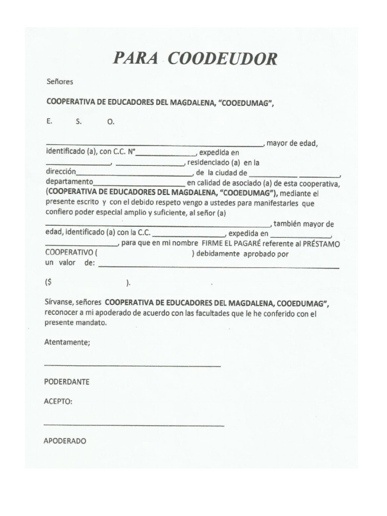 Poder para Cooedudor | PDF