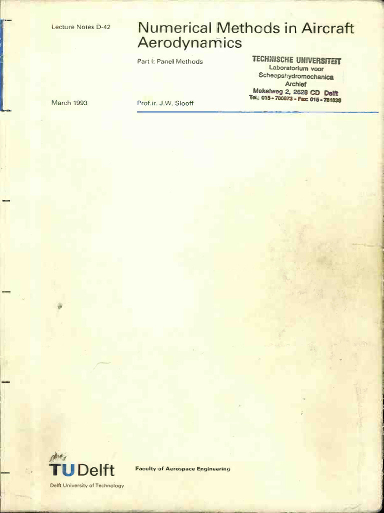 Tudeift: Numerical Methods in Aircraft Aerodynamics | PDF | Aerodynamics | Fluid Dynamics