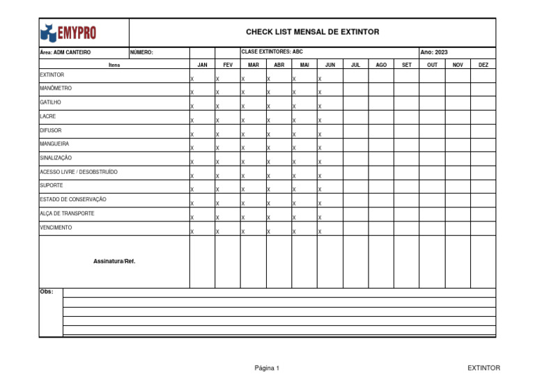 Check List de EXTINTOR ADM | PDF