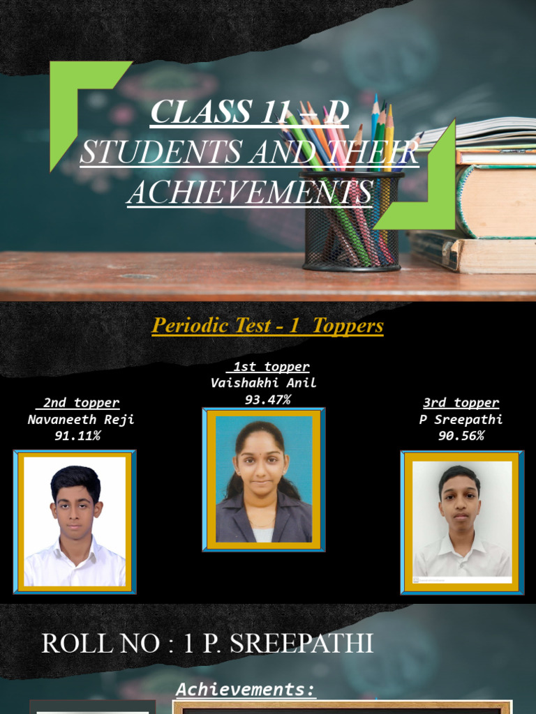 Class 11 - D: Students and Their Achievements | PDF
