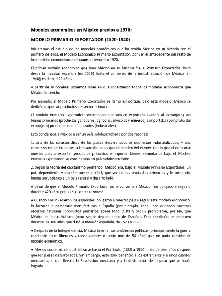 Modelo Primario Exportador y Sustitución de Importaciones | PDF ...