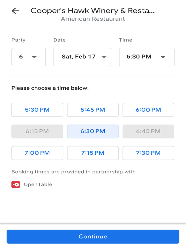 Cooper's Hawk Party Booking Times | PDF