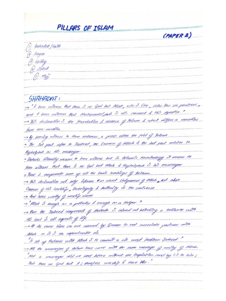 Pillars of Islam (Notes) | PDF