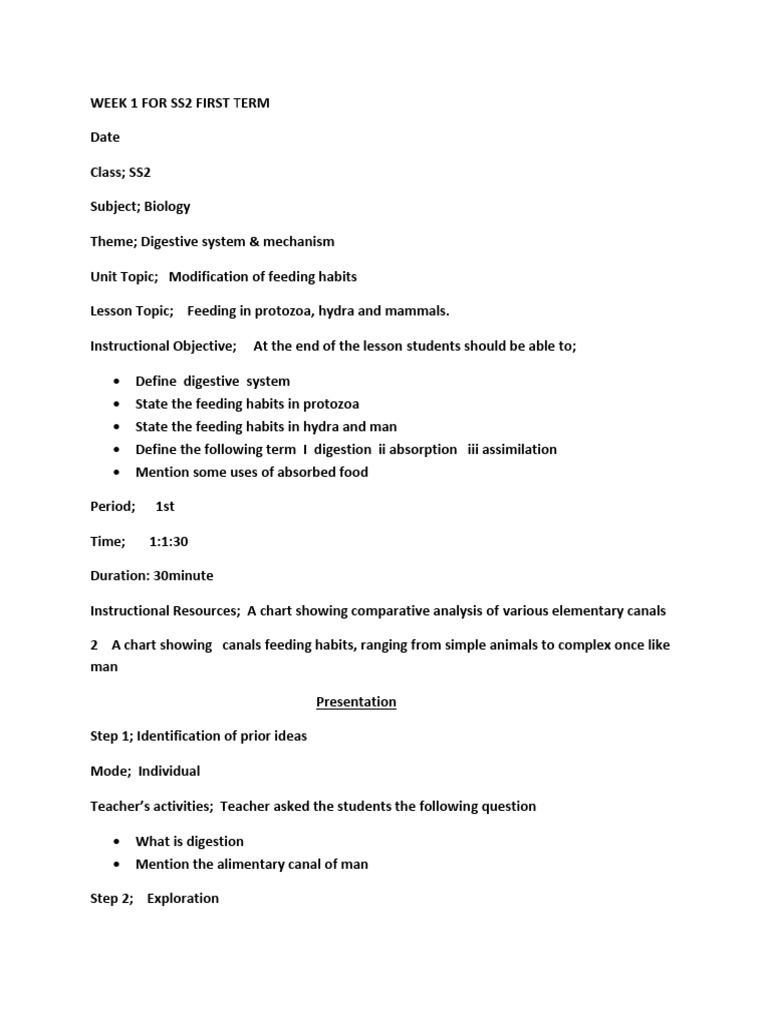 Week 1 SS2 First Term PDF | PDF