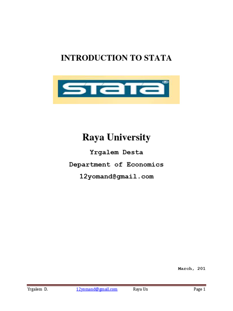 STATA manual 1 | Download Free PDF | 64 Bit Computing | Regression Analysis STATA manual 1 | Download Free PDF | 64 Bit Computing | Regression Analysis