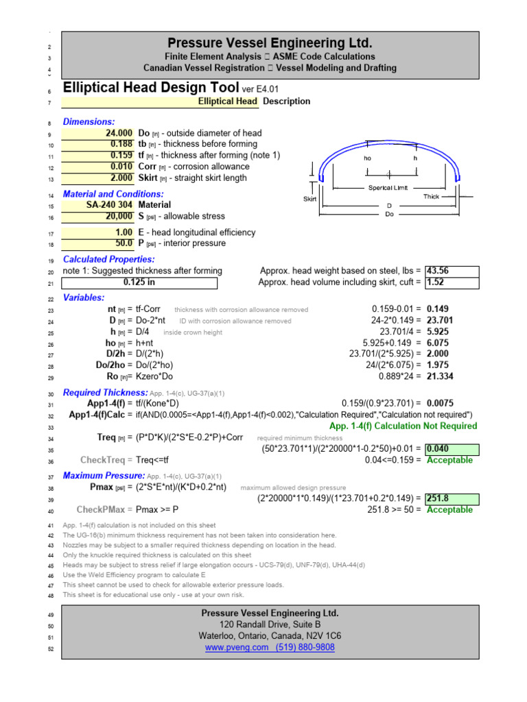 ASME Elliptical Head Specifications | PDF | Building Engineering ...