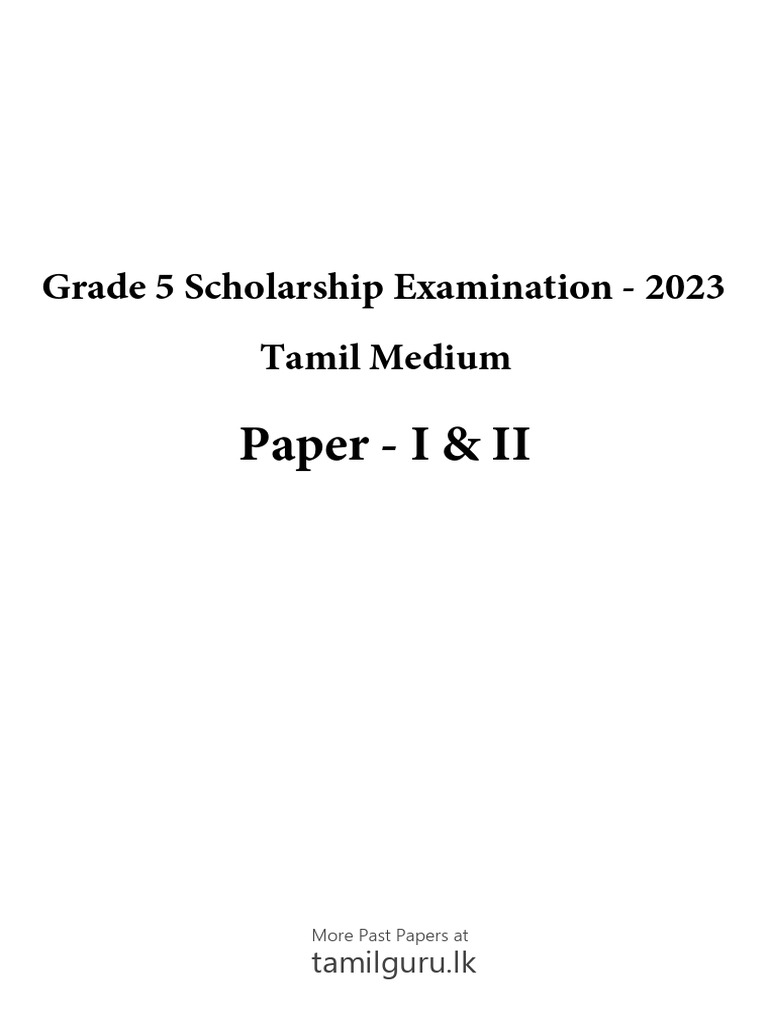 Grade 5 Scholarship Exam Past Paper 2023 - Tamil Medium | PDF