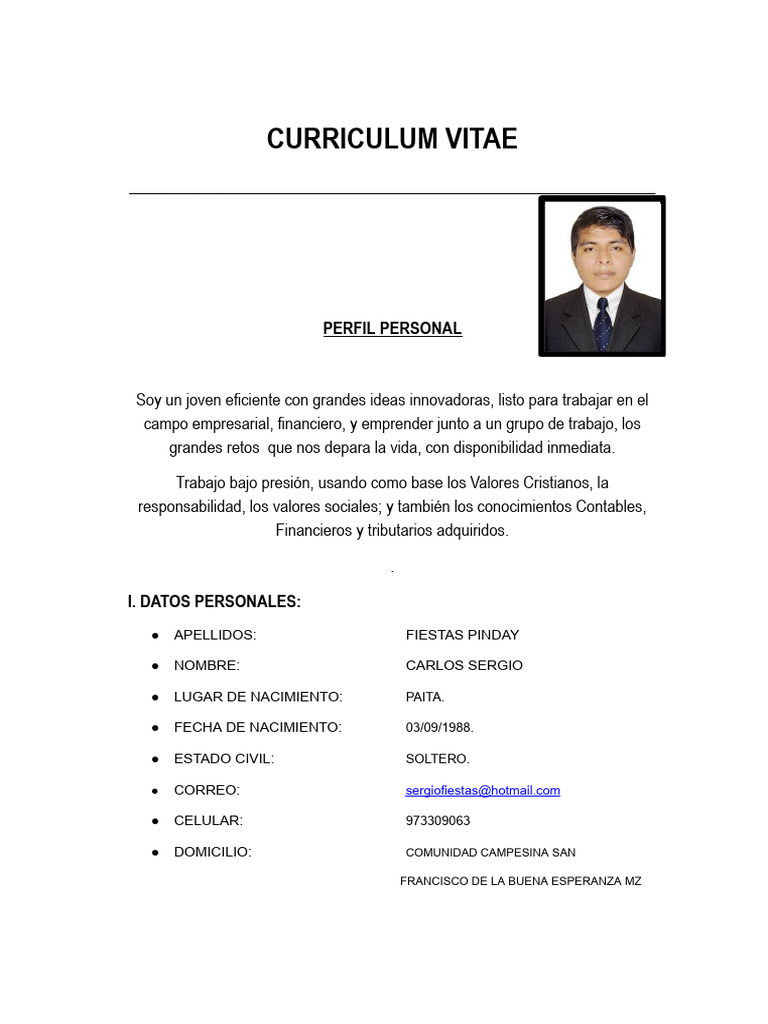Curriculum Vitae - Sergio Actualizado | PDF | Economias