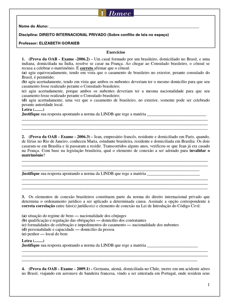 Exercícios AP1 | PDF | Testamento | Brasil