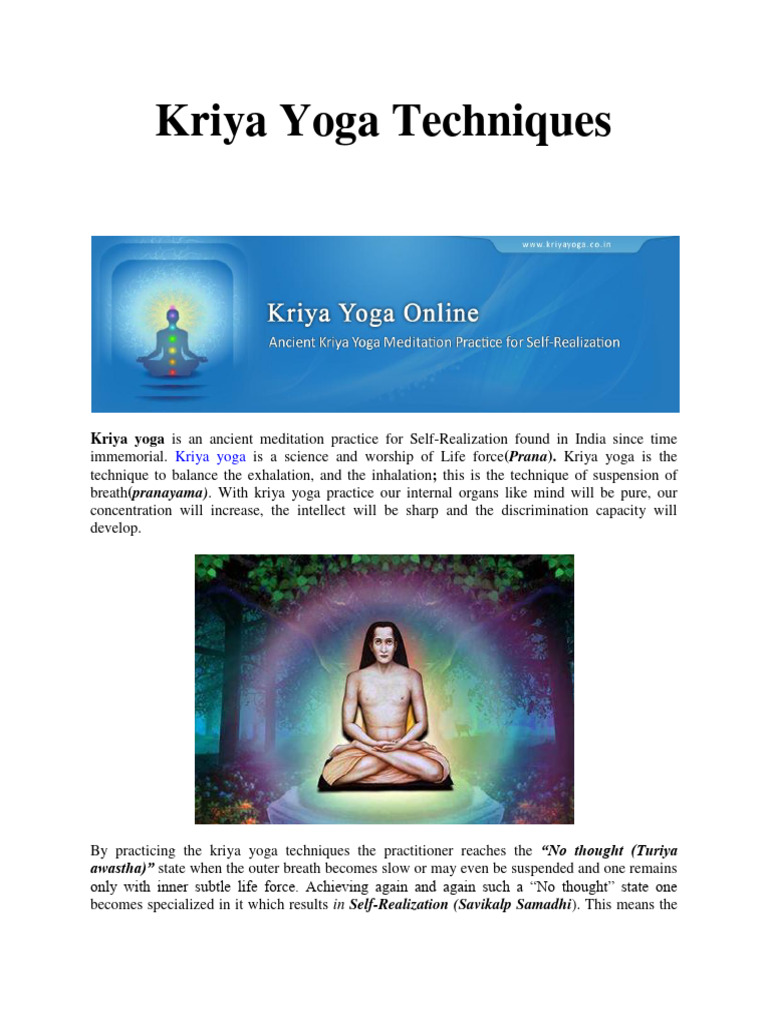 Kriya Yoga Techniques | PDF | Yoga | Indian Philosophy