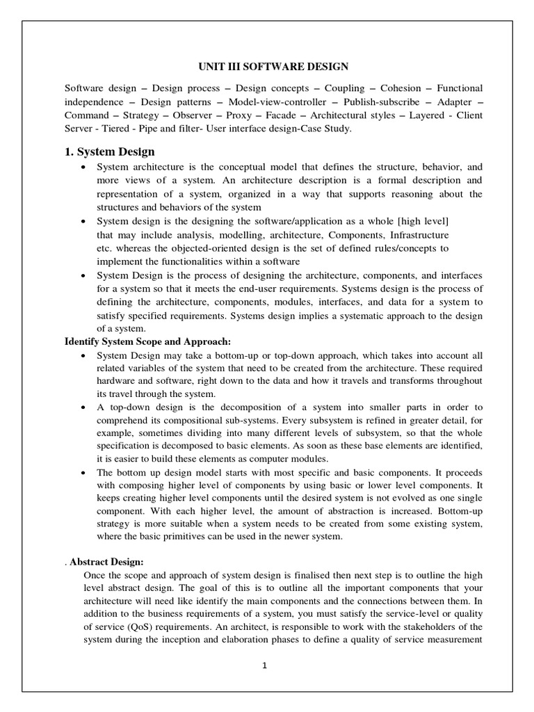 Unit III Software Design | PDF | Model–View–Controller | System