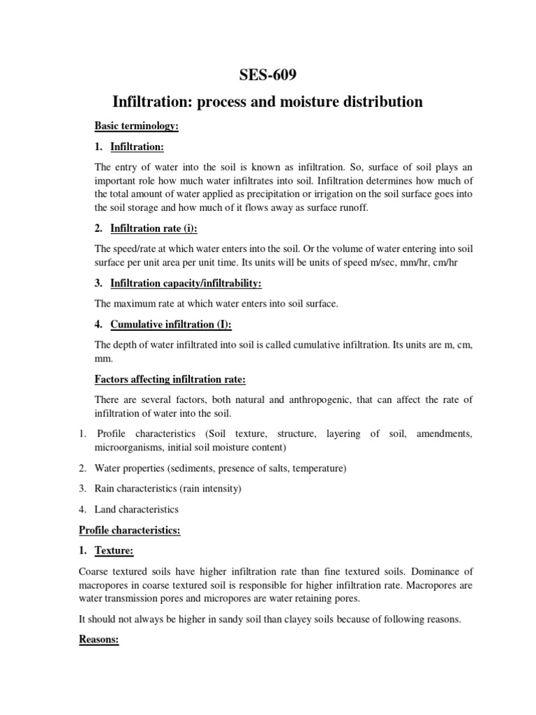 Infiltration Process PDF | PDF | Soil | Porosity