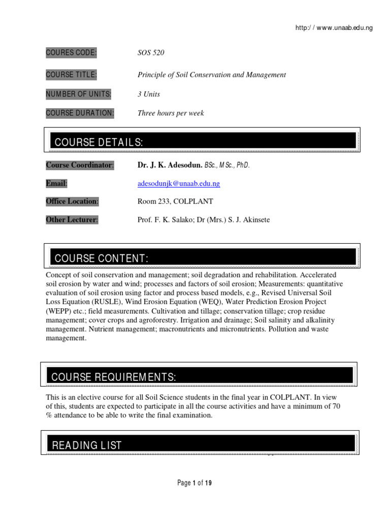 Principle of Soil Conservation and Management | PDF | Erosion | Tillage