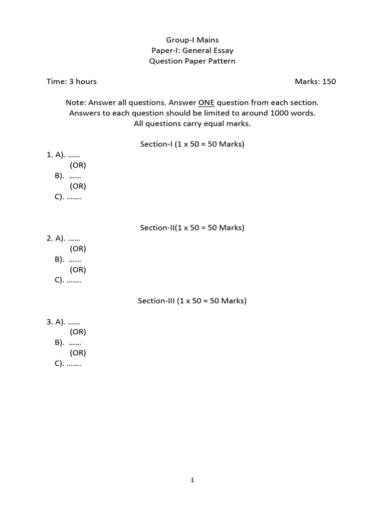 Group%201 %20Main%20Exam Question%20Paper%20Pattern20230118204852 | PDF ...