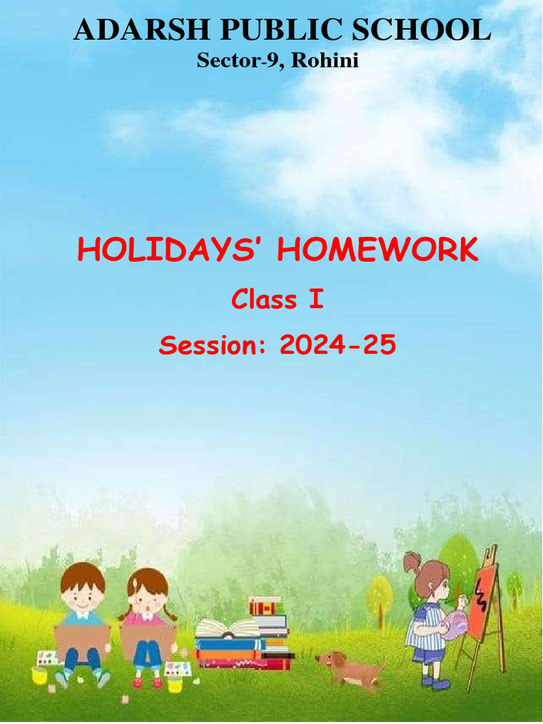 Class I Holidays Homework (2024-25) | PDF