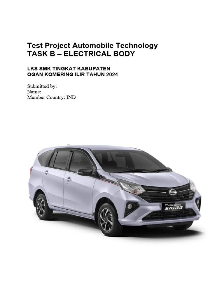 Test Project Automobile Technology TASK B 2024 | PDF