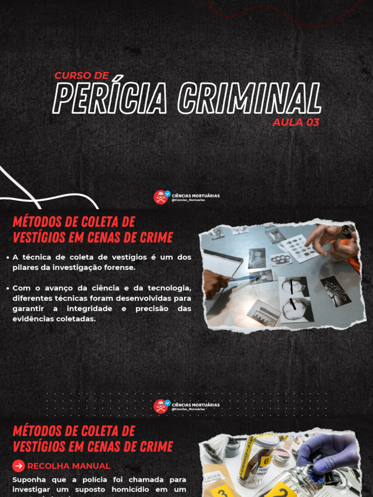 Métodos de Coleta de Vestígios Forenses | PDF | Cena do crime