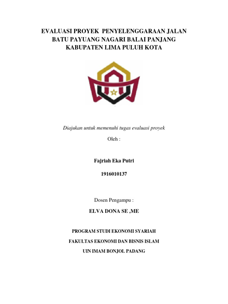 Fajriah Eka Putri (1916010137) Uas Evaluasi Proyek | PDF