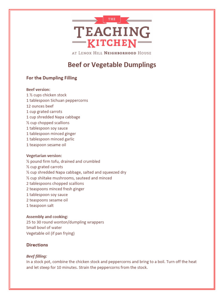 Beef or Vegetable Dumplings | PDF | Dumpling | Asian Cuisine