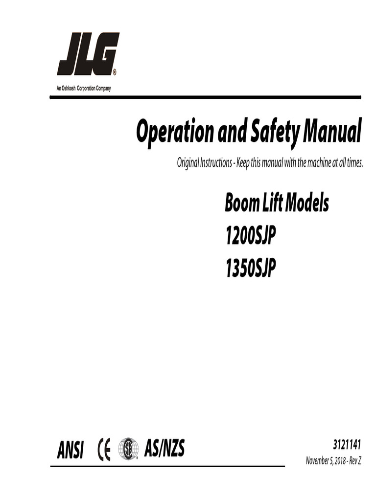 Operational and Safety Manual JLG 1200 SJP | PDF | Insulator ...