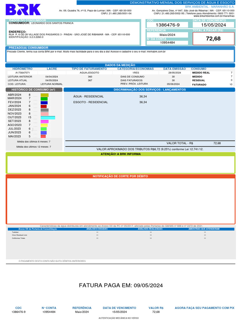 Fatura BRK 5-2024 | PDF