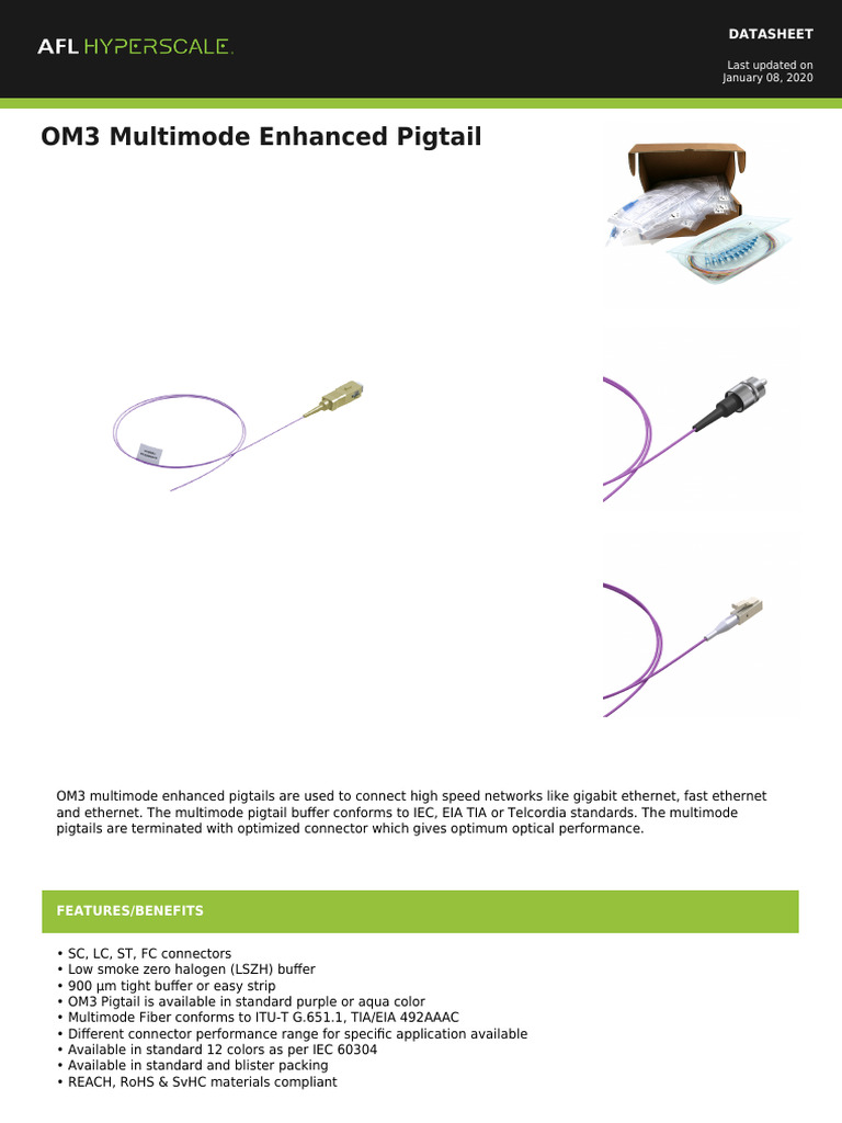 Pigtail OM3 | PDF | Telecommunications | Electronics