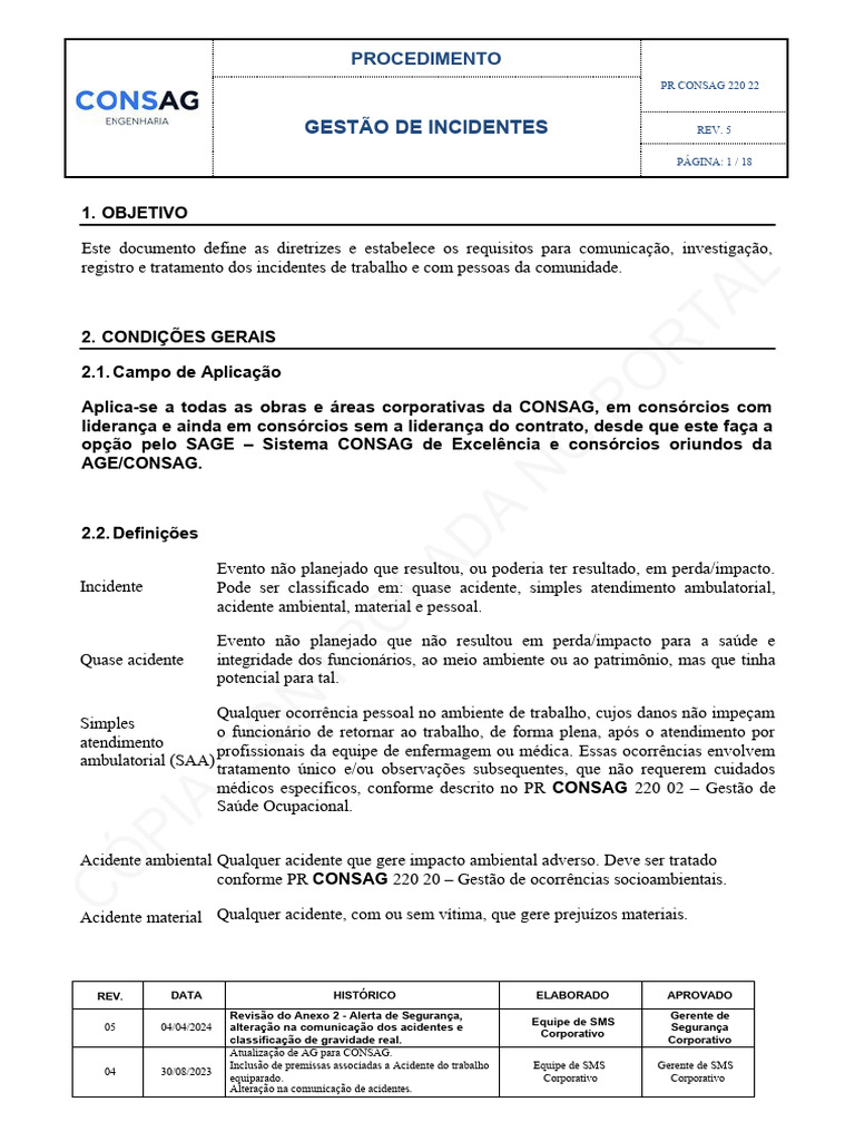 PR CONSAG 220 22 - Gestão de Incidentes | PDF