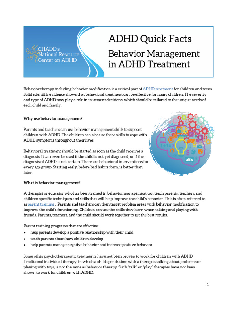 Behavior Management ADHD QF | PDF | Attention Deficit Hyperactivity ...