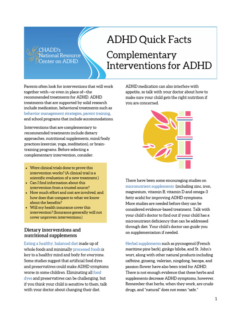 Complementary Interventions ADHD QF | PDF | Dietary Supplements ...