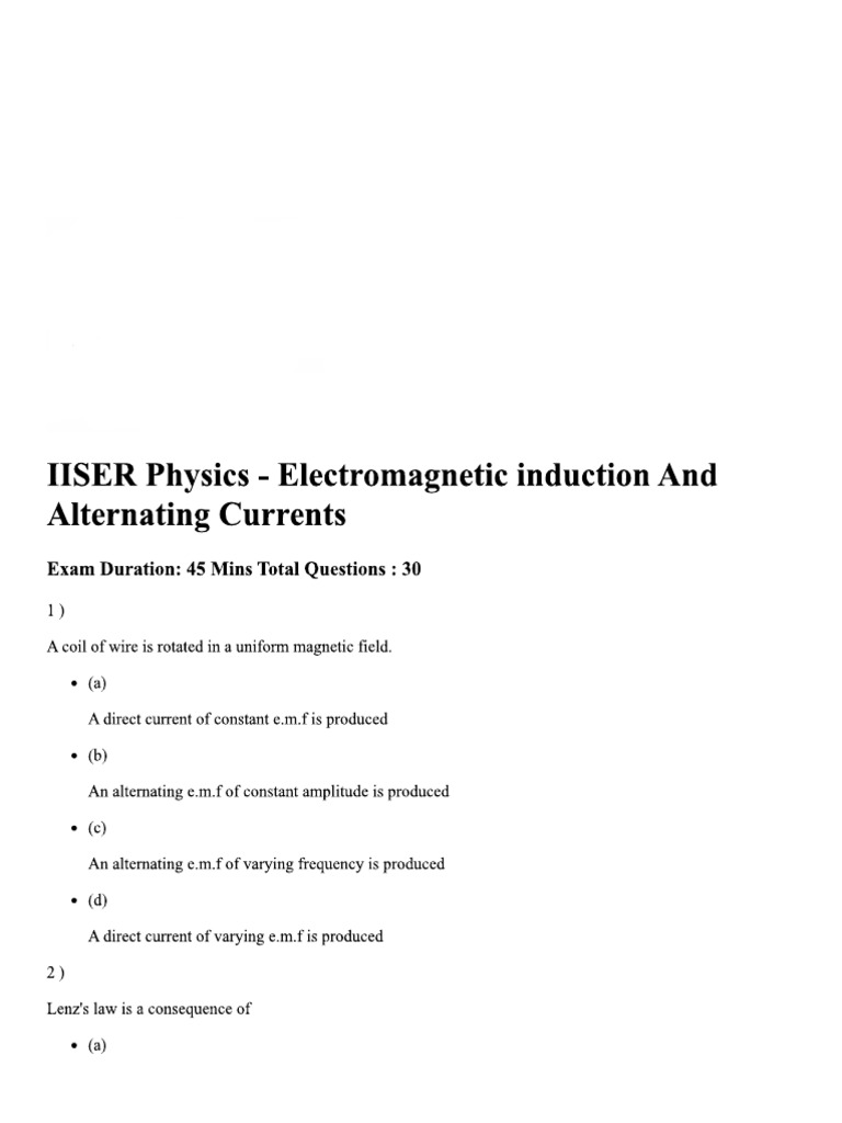 Electromagnetic Induction and Alternating Currents | PDF