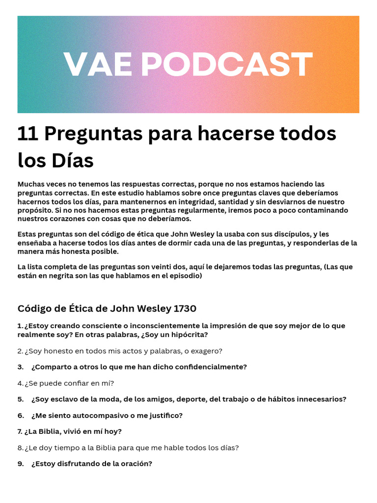 Preguntas para Hacerse Todos Los Días | PDF | Relaciones personales ...