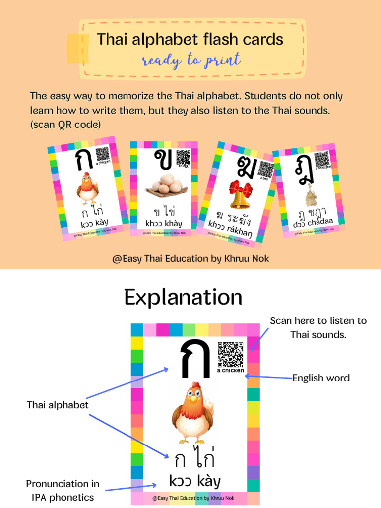 ThaiAlphabetFlashCards 1 | PDF