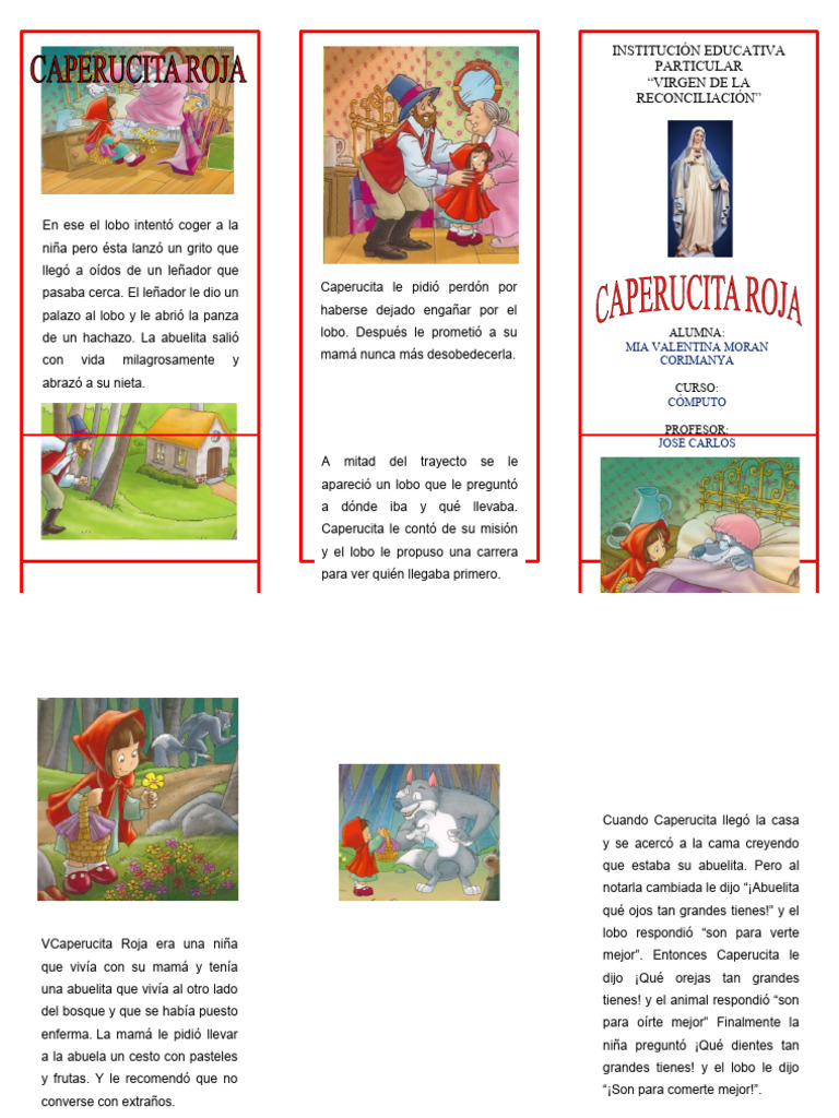 Triptico Caperucita Roja | Descargar gratis PDF | Caperucita Roja